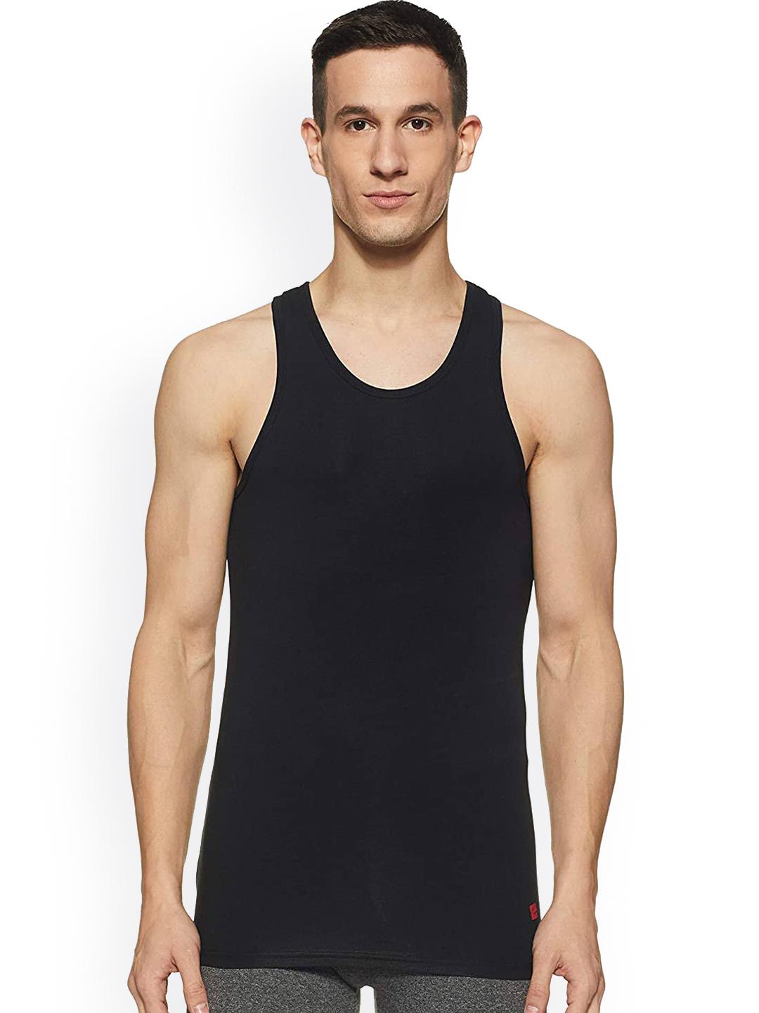 Buy Underjeans By Spykar Men Cotton Blend Black Vest - Innerwear Vests ...