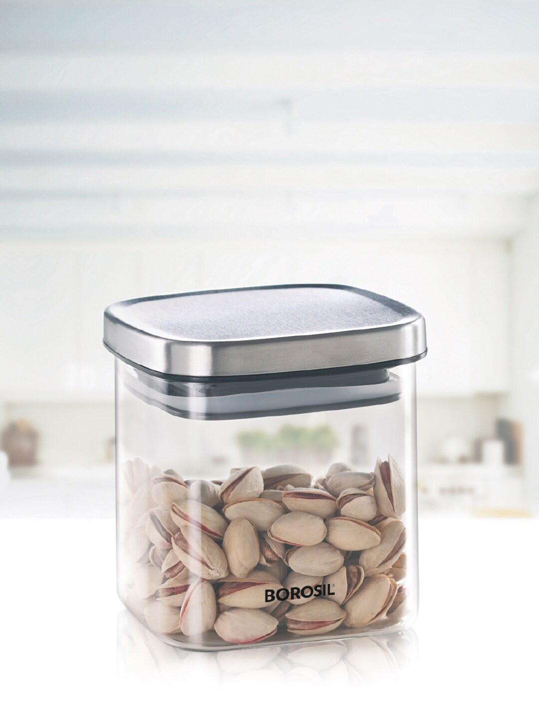 Buy BOROSIL Transparent Solid Square Glass Storage Container ...