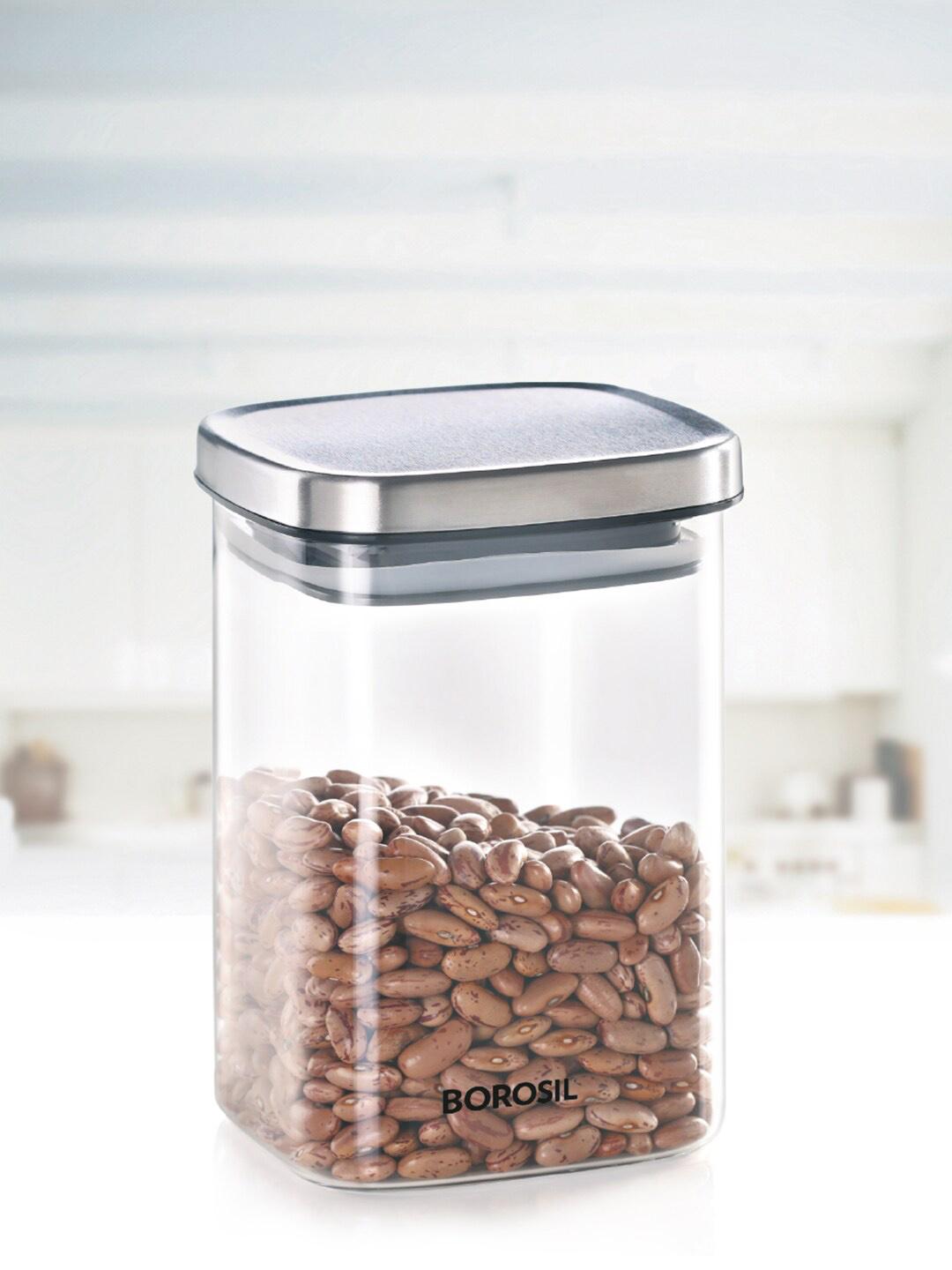 Buy BOROSIL Transparent Glass Storage Jar Containers With Lid 1 L ...