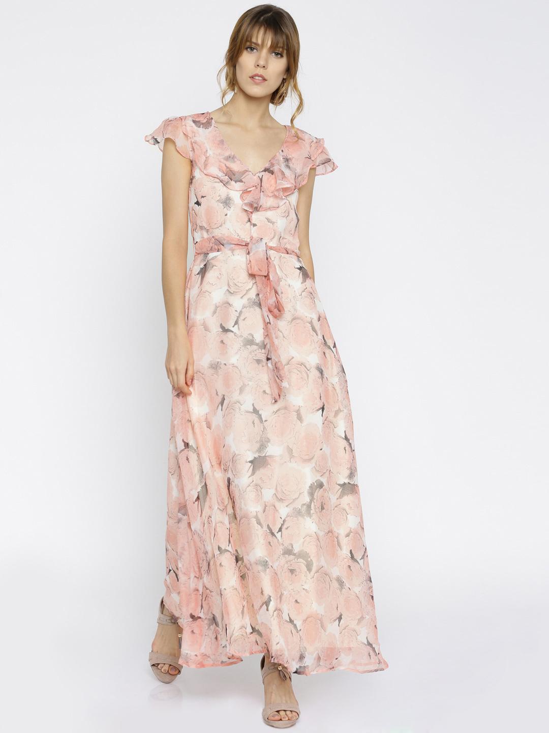 Buy FEMMELLA Women Pink Printed Maxi Dress - Dresses for Women 1792016 ...