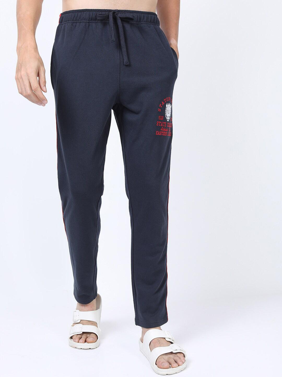 Buy HIGHLANDER Men Navy Blue Printed Slim Fit Track Pants - Track Pants ...