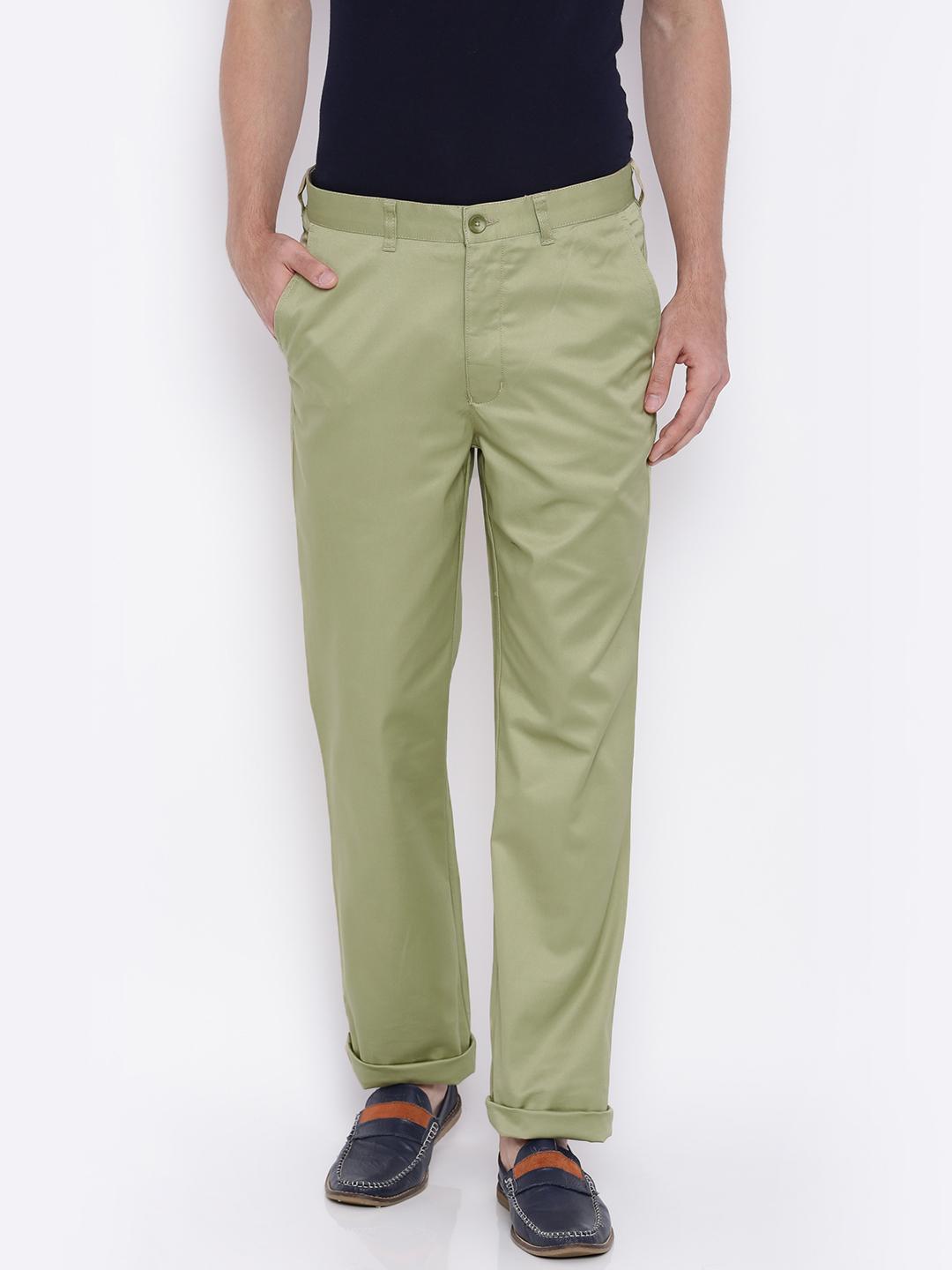 Buy Parx Men Khaki Solid Regular Fit Chino Trousers - Trousers for Men ...