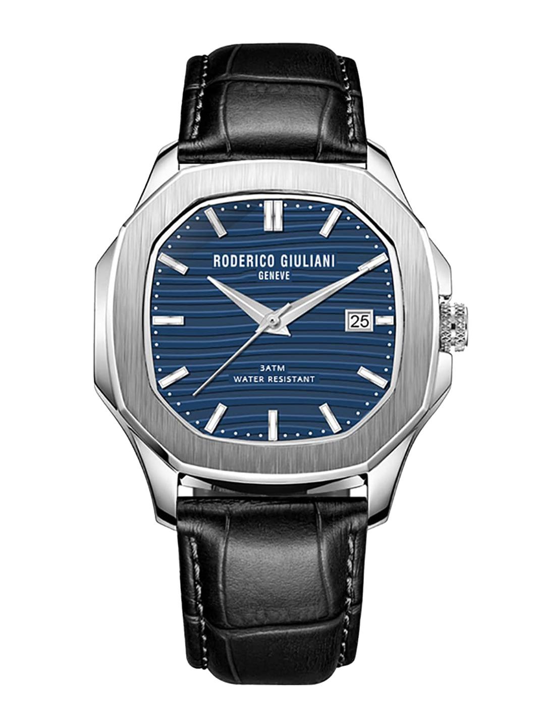 Buy RODERICO GIULIANI Unisex Blue Dial & Black Leather Straps Analogue ...