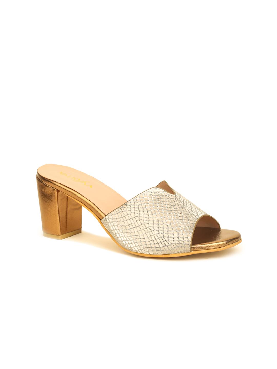 Buy VALIOSAA Copper Toned Party Block Peep Toes - Heels for Women ...