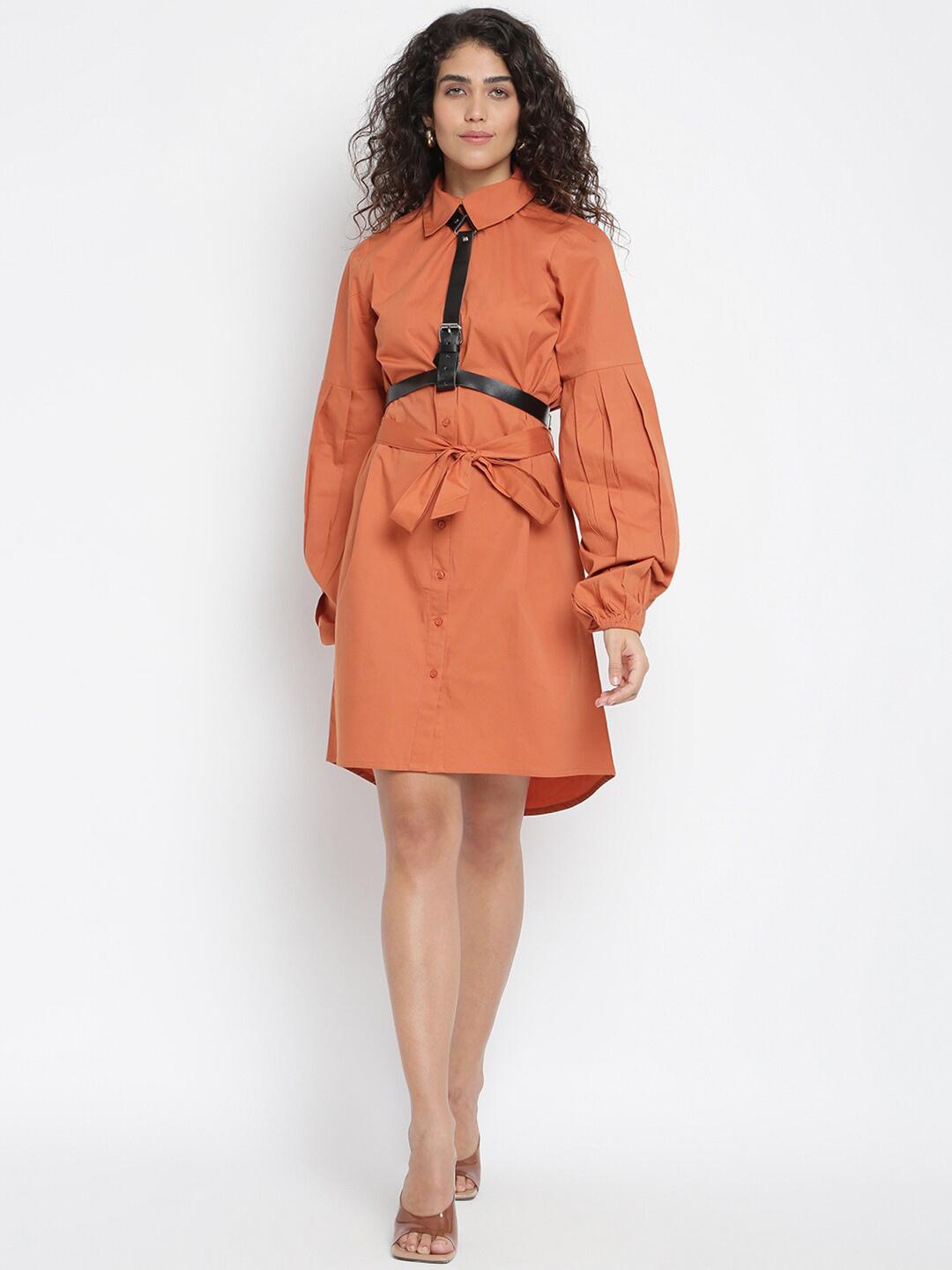 Buy OTORVA Rust Shirt Dress With Belt - Dresses for Women 18013152 | Myntra