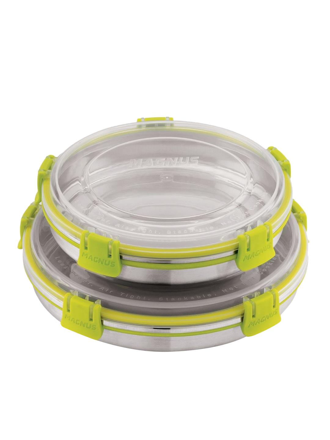 Buy MAGNUS Set Of 2 Silver & Green Klip Lock Stainless Steal Storage ...