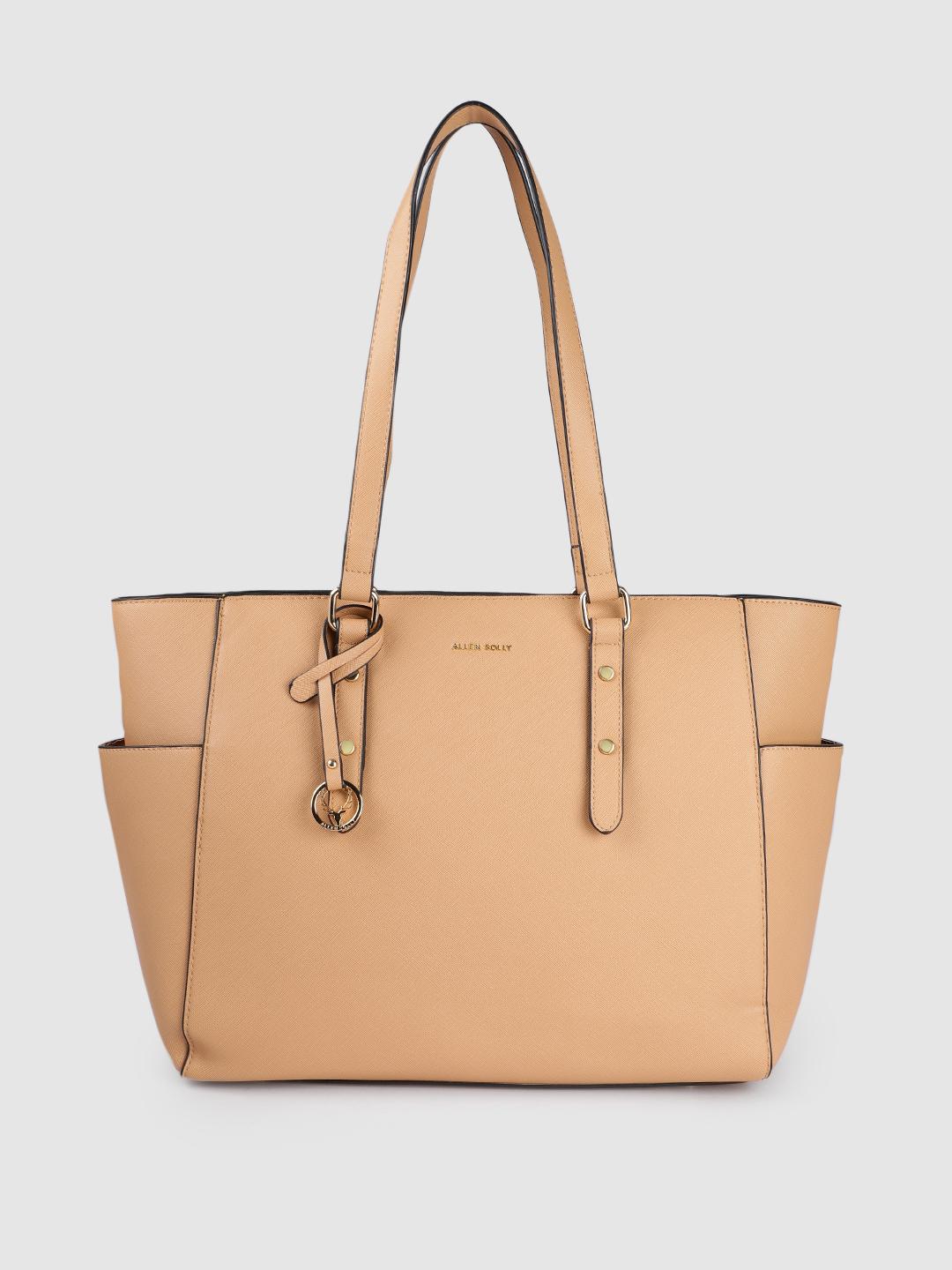 Buy Allen Solly Tan PU Oversized Structured Laptop Shoulder Bag ...