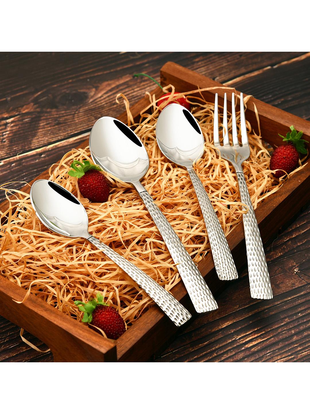 Buy FNS Madrid Hammer Finish Cutlery Set With Box - Cutlery Set for ...