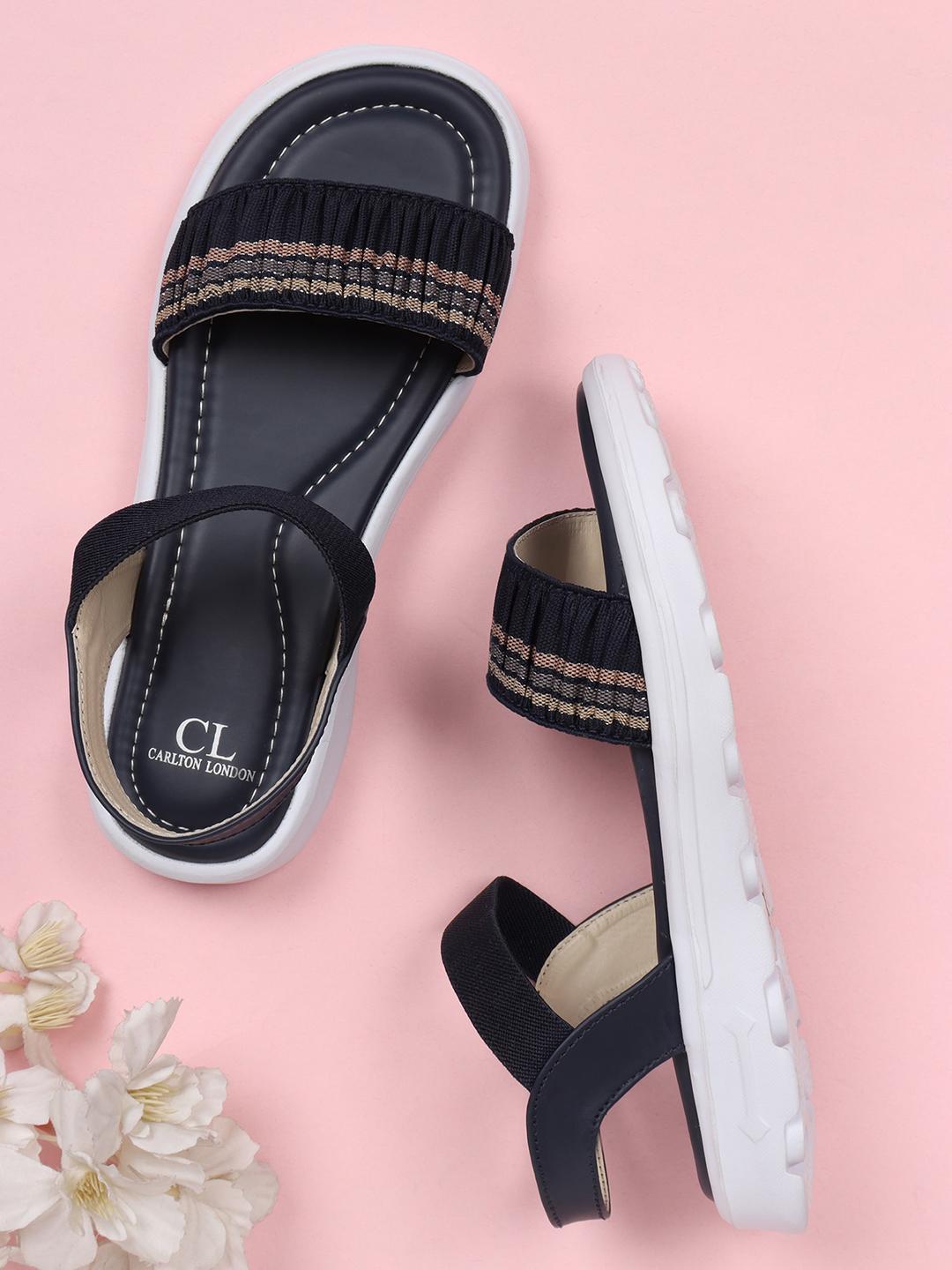 Buy Carlton London Sports Women Navy Blue Printed Flats - Flats for ...