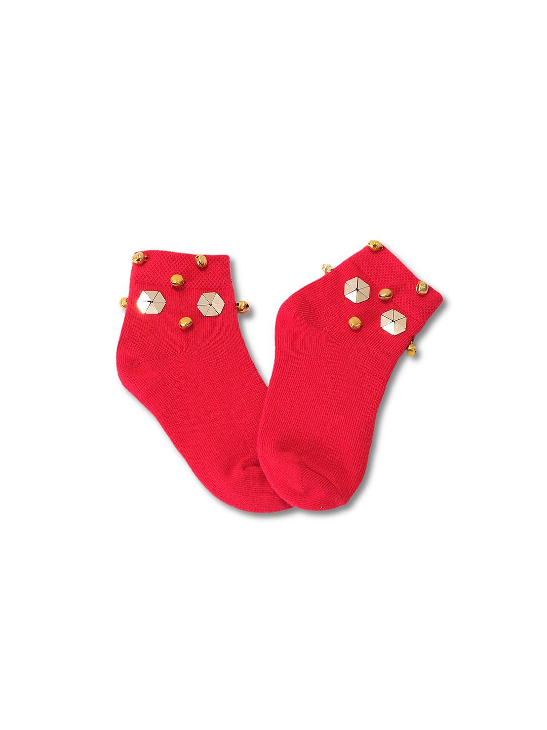 Buy TIPY TIPY TAP Girls Red Solid Ankle Length Ghungroo Socks - Socks ...