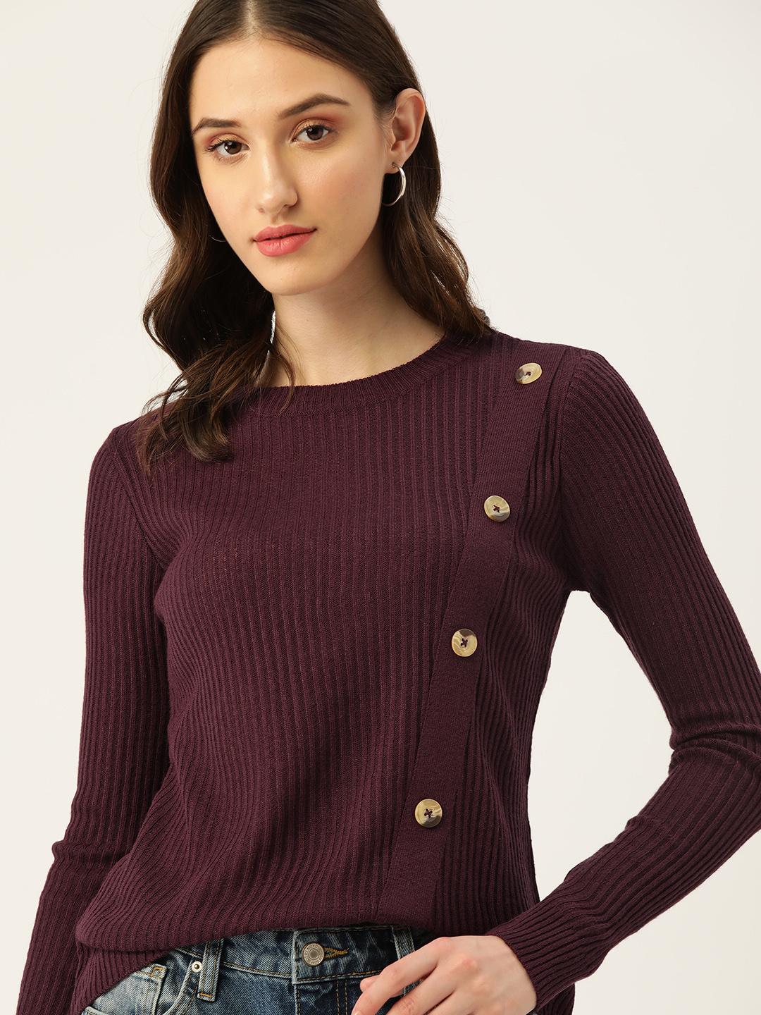 Buy DressBerry Women Burgundy Pullover - Sweaters for Women 18138652 ...