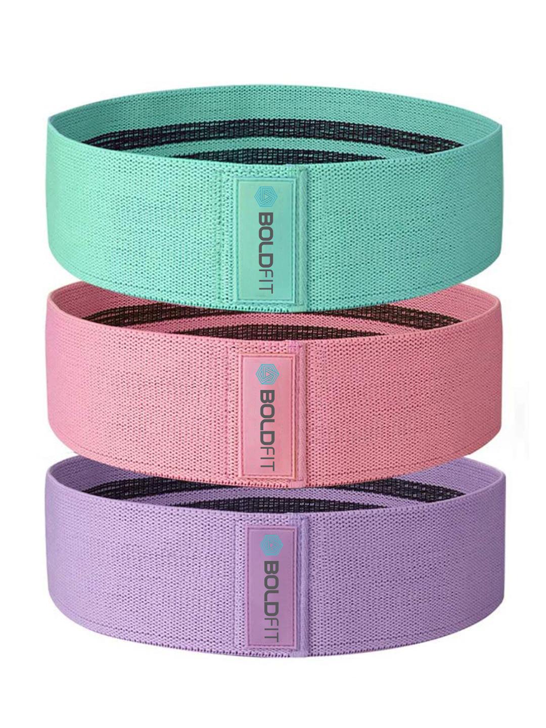 Buy BOLDFIT Unisex Set Of 3 Textured Hip Resistance Bands - Workout ...