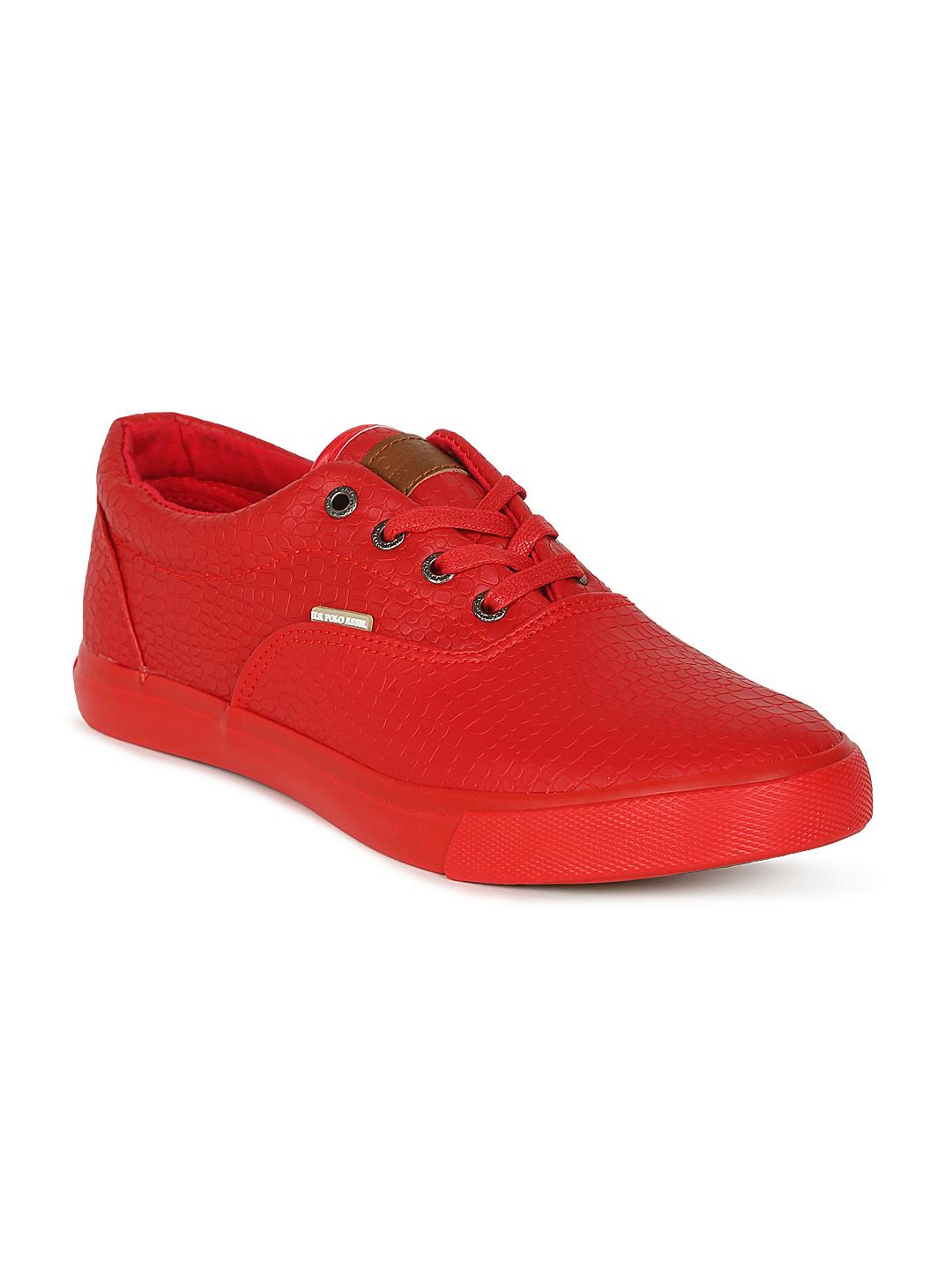 Buy U.S. Polo Assn. Men Red Textured Frank Sneakers - Casual Shoes for ...