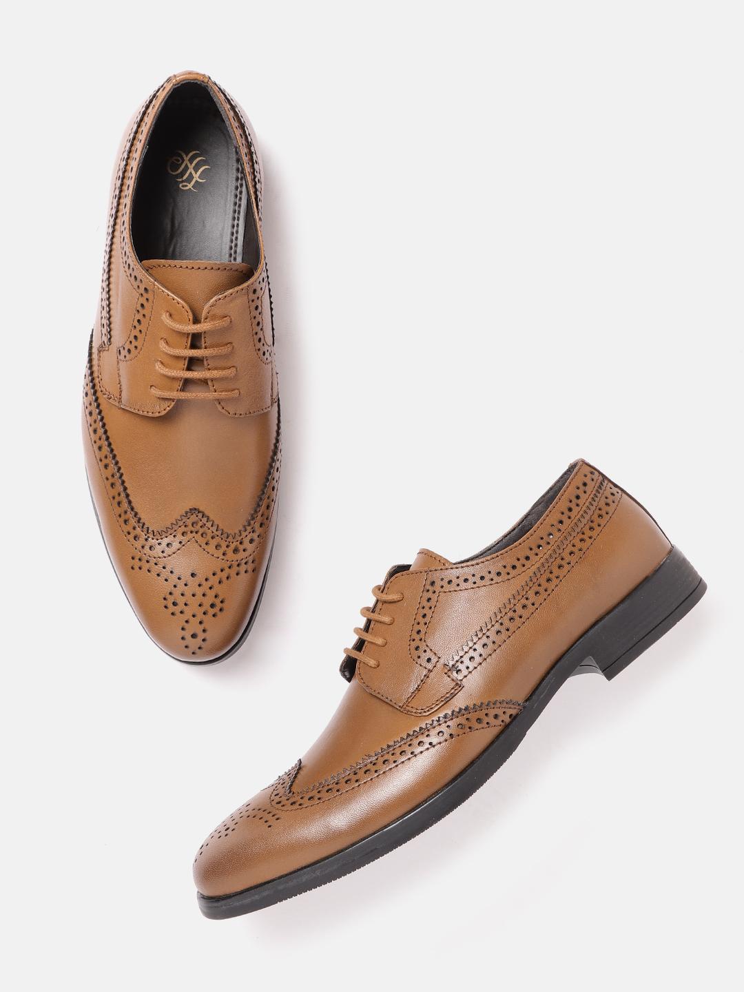 Buy House Of Pataudi Men Tan Brown Handcrafted Formal Brogues - Formal ...