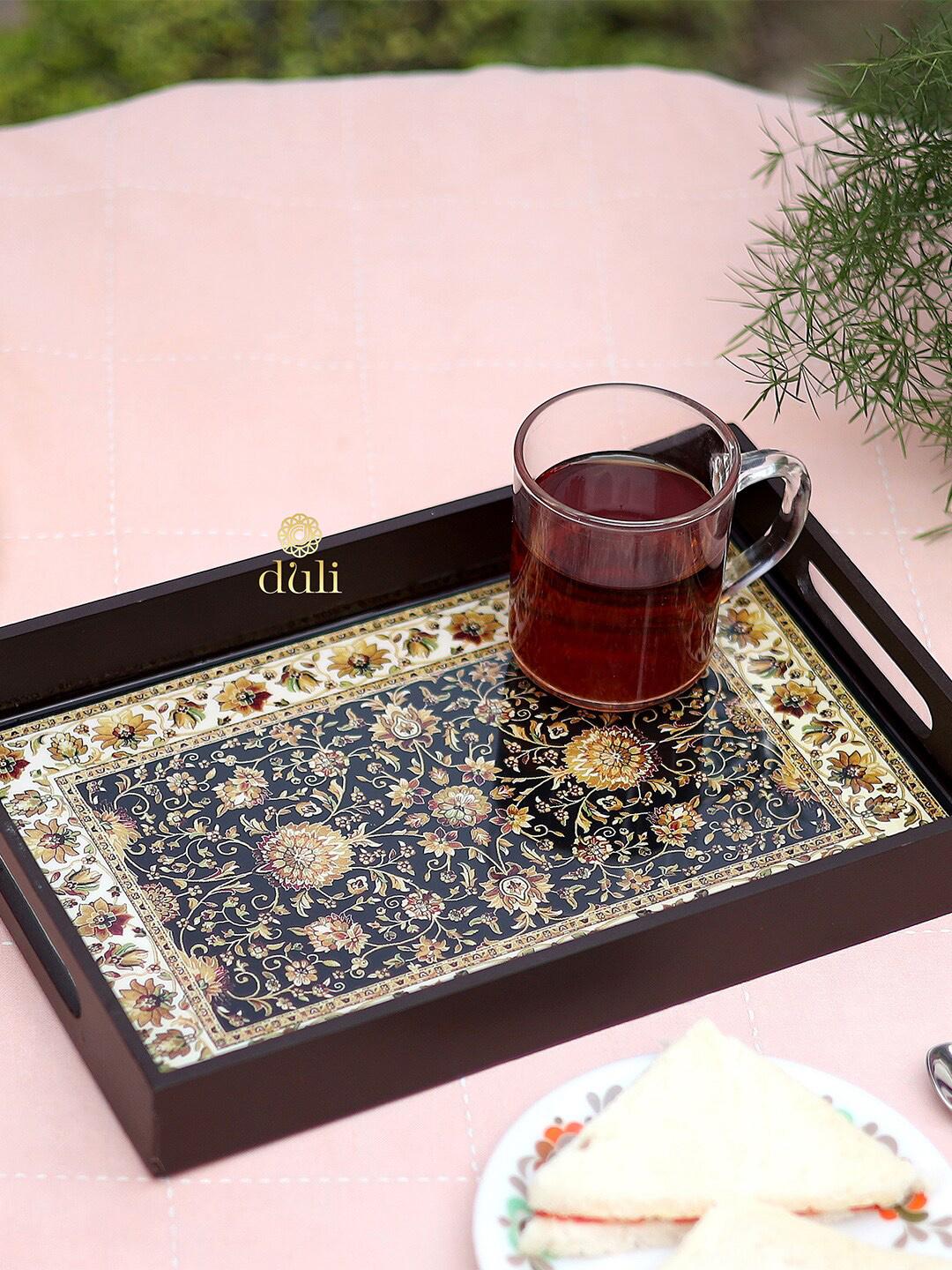 Buy DULI Black Enamel Coated Multipurpose Tray - Serving Tray for ...