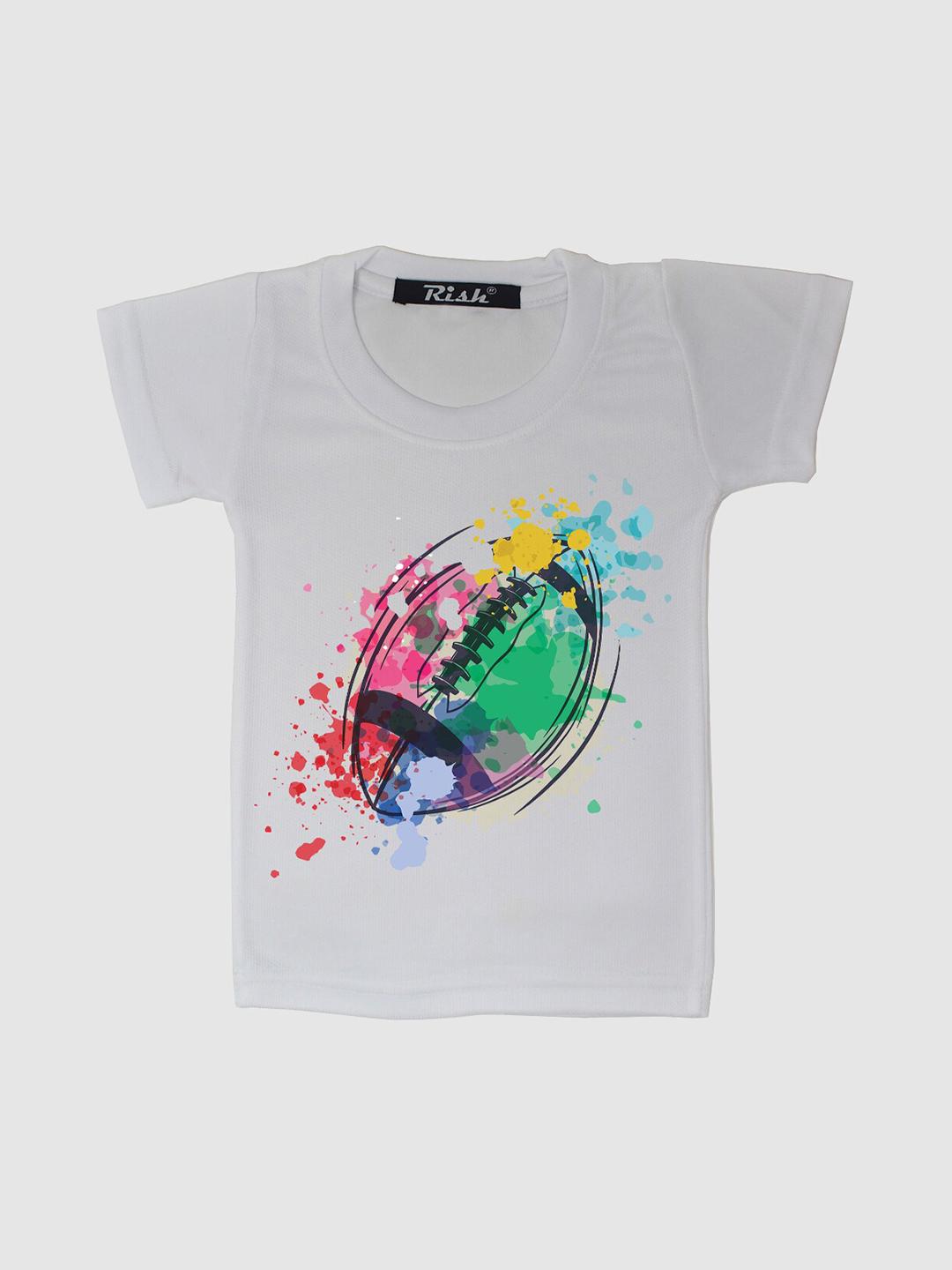 Buy RISH Kids White Colourful Rugby Printed T Shirt - Tshirts for ...