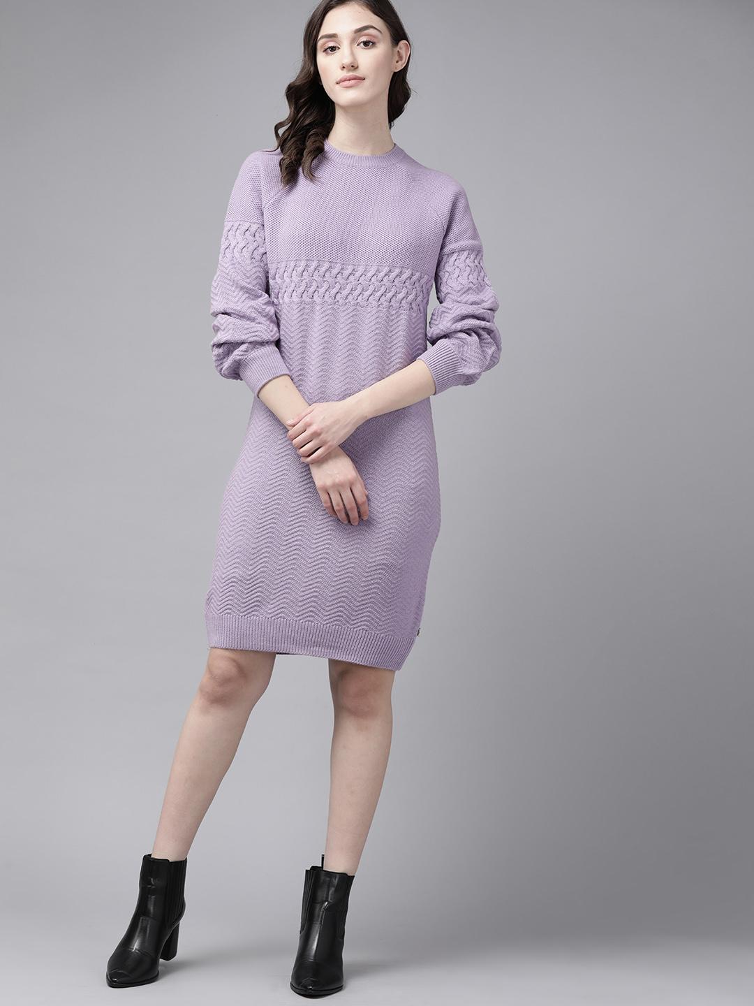 Buy Roadster Lavender Chevron Jumper Dress - Dresses for Women 18240206 ...