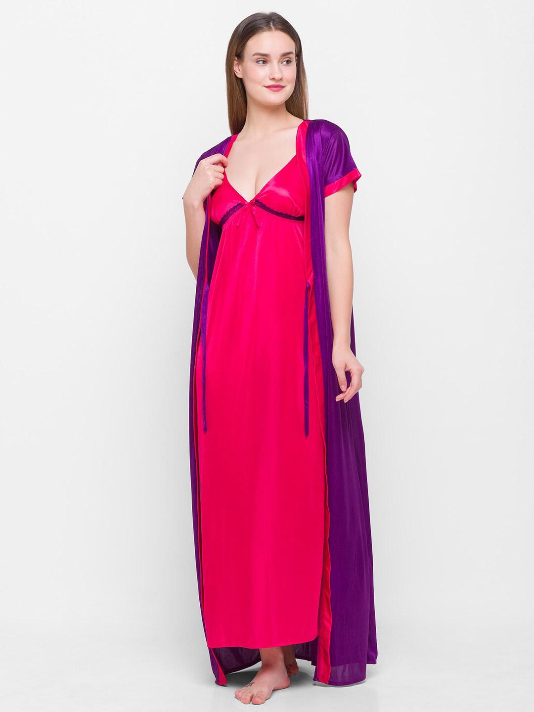 Buy AV2 Purple Maxi Nightdress With Robe - Nightdress for Women ...