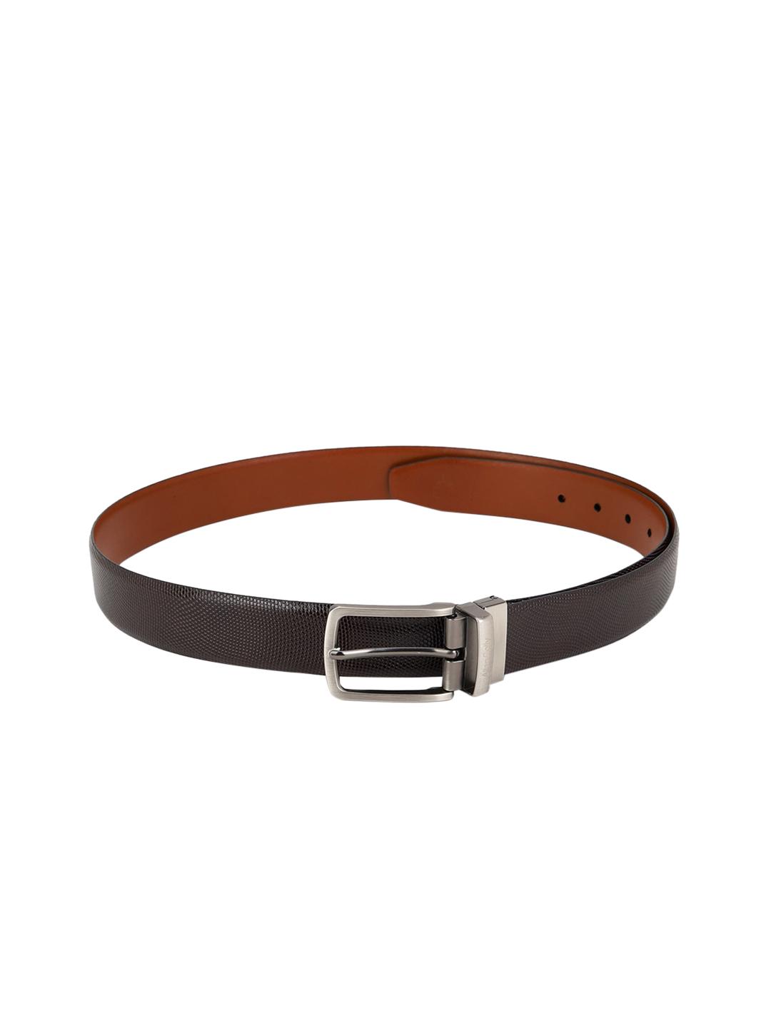 Buy Allen Solly Men Brown Textured Leather Reversible Formal Belt ...