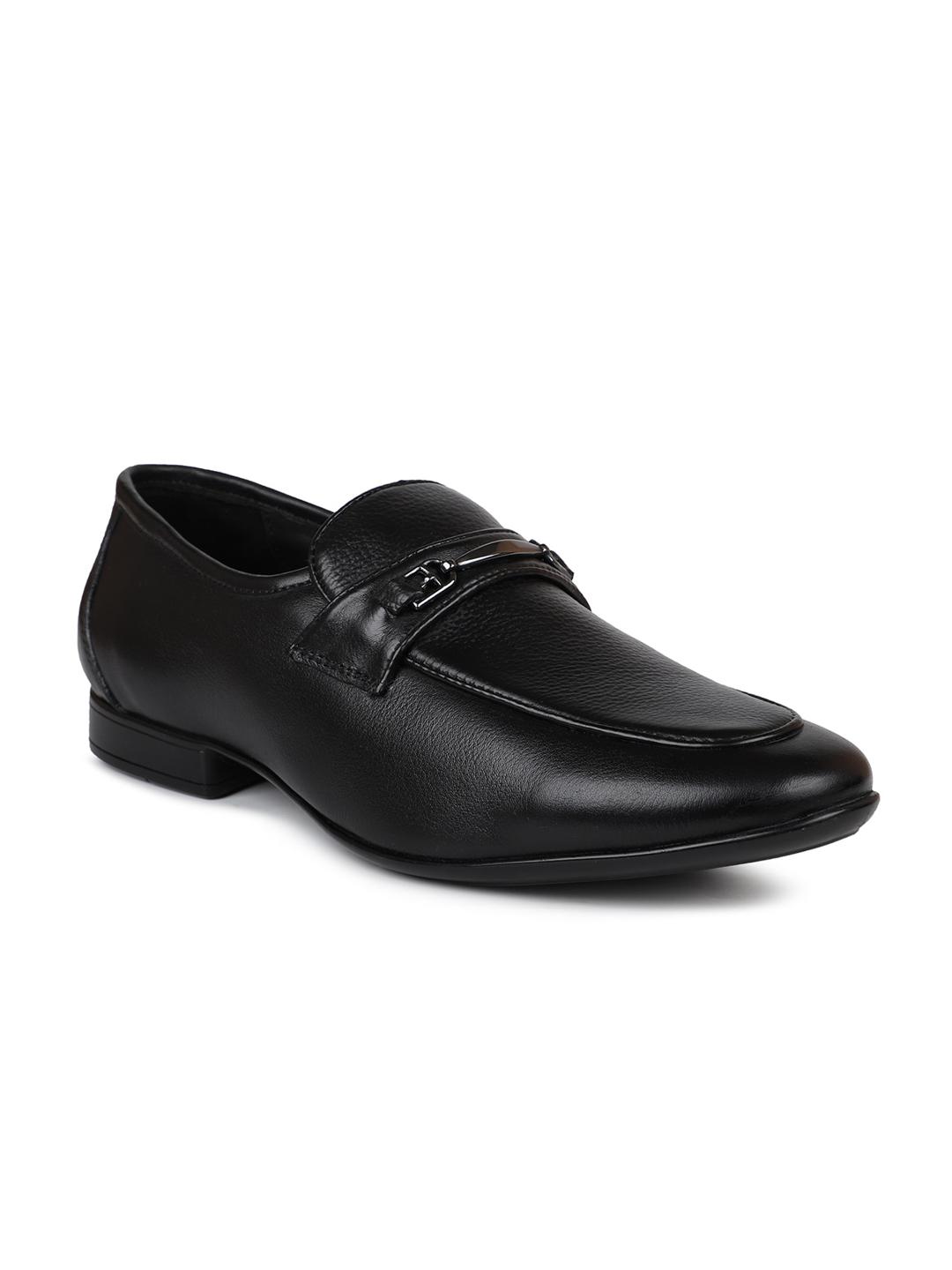 Buy PRIVO By Inc.5 Men Black Solid Leather Formal Slip Ons - Formal ...