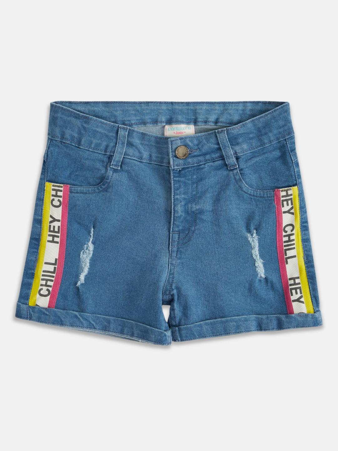 Buy Pantaloons Junior Girls Blue Denim Shorts - Shorts for Girls ...