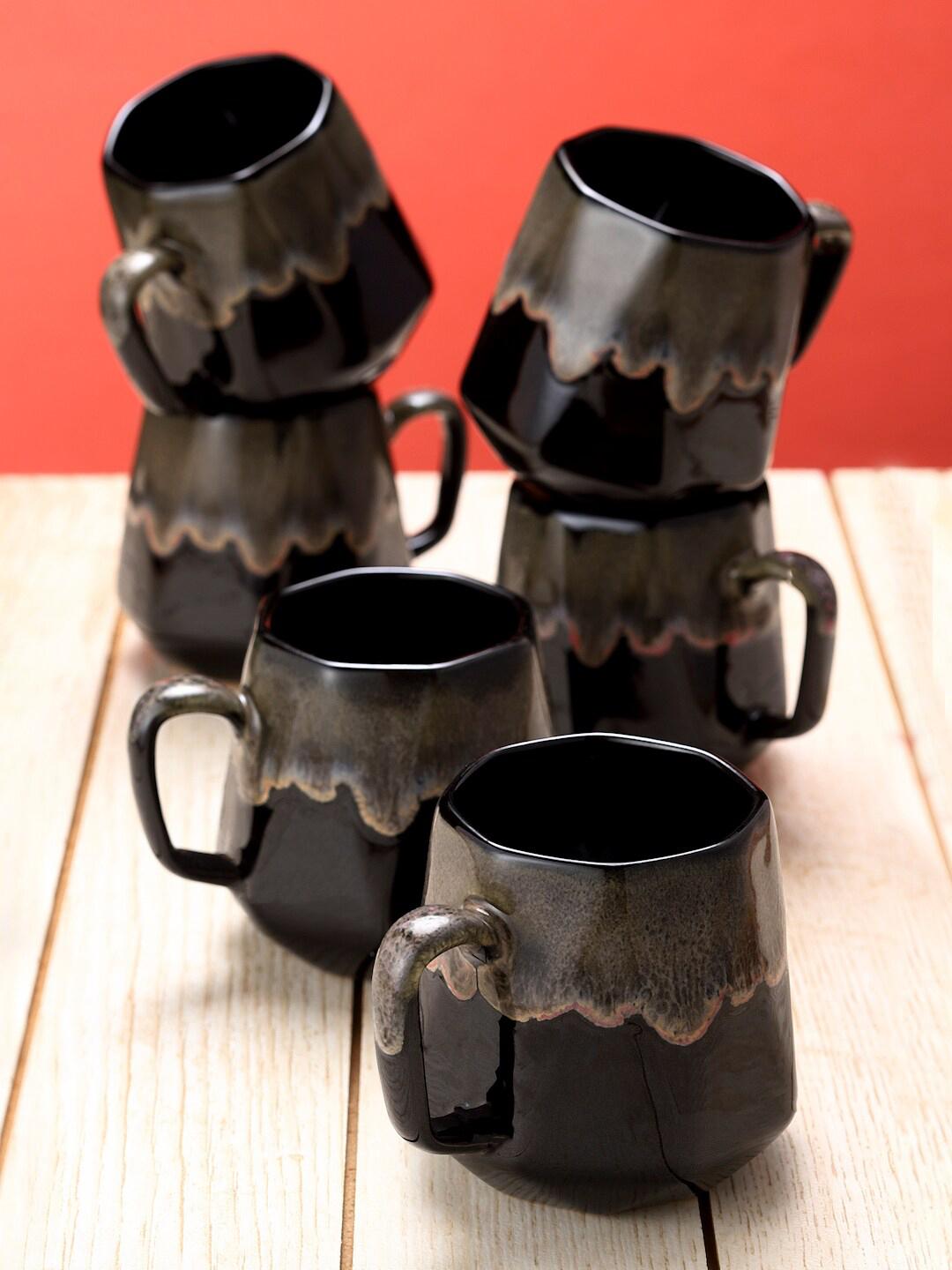 Buy Arrabi Brown Set Of 6 Handcrafted Solid Ceramic Glossy Cups - Cups And Mugs for Unisex ...