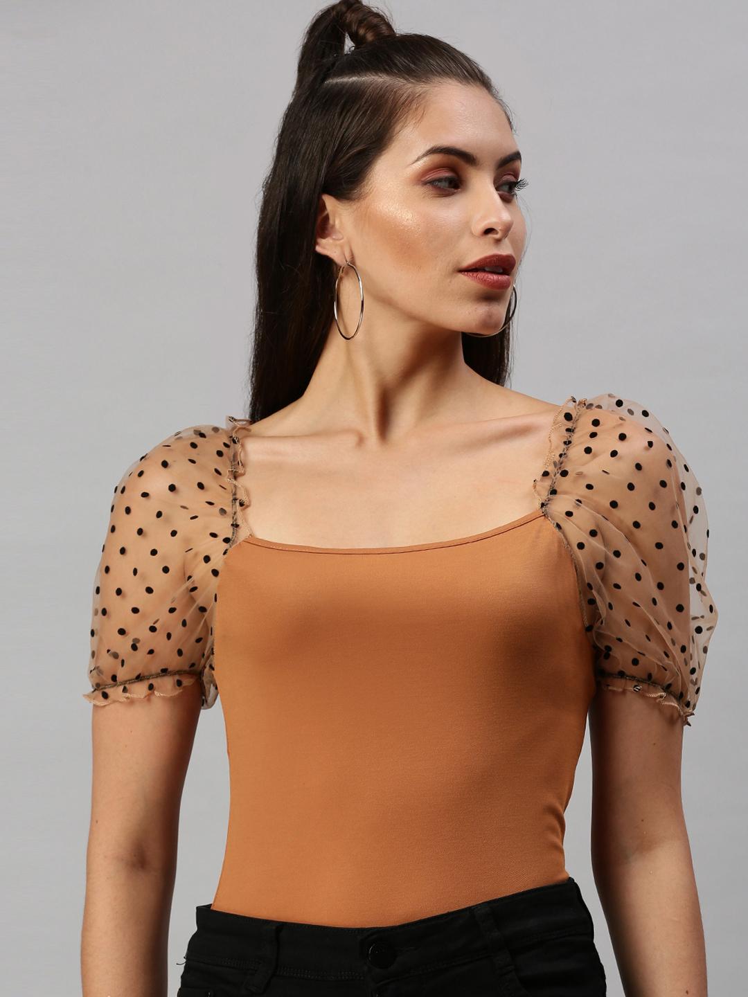 Buy SHOWOFF Brown Solid Top - Tops for Women 18303430 | Myntra