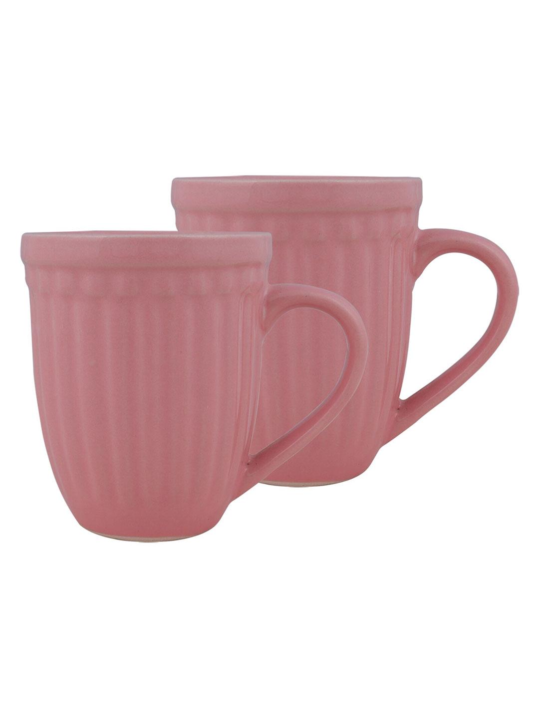Buy Homesake Set Of 2 Pink Handcrafted Solid Ceramic Matte Mugs - Cups ...
