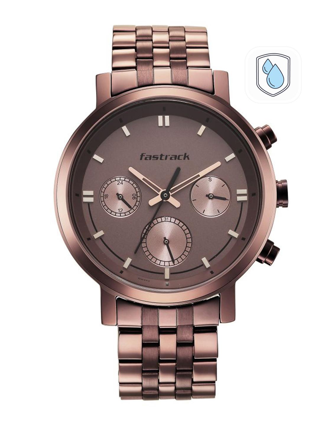 Buy Fastrack Men Brown Brass Dial & Brown Straps Analogue Watch ...