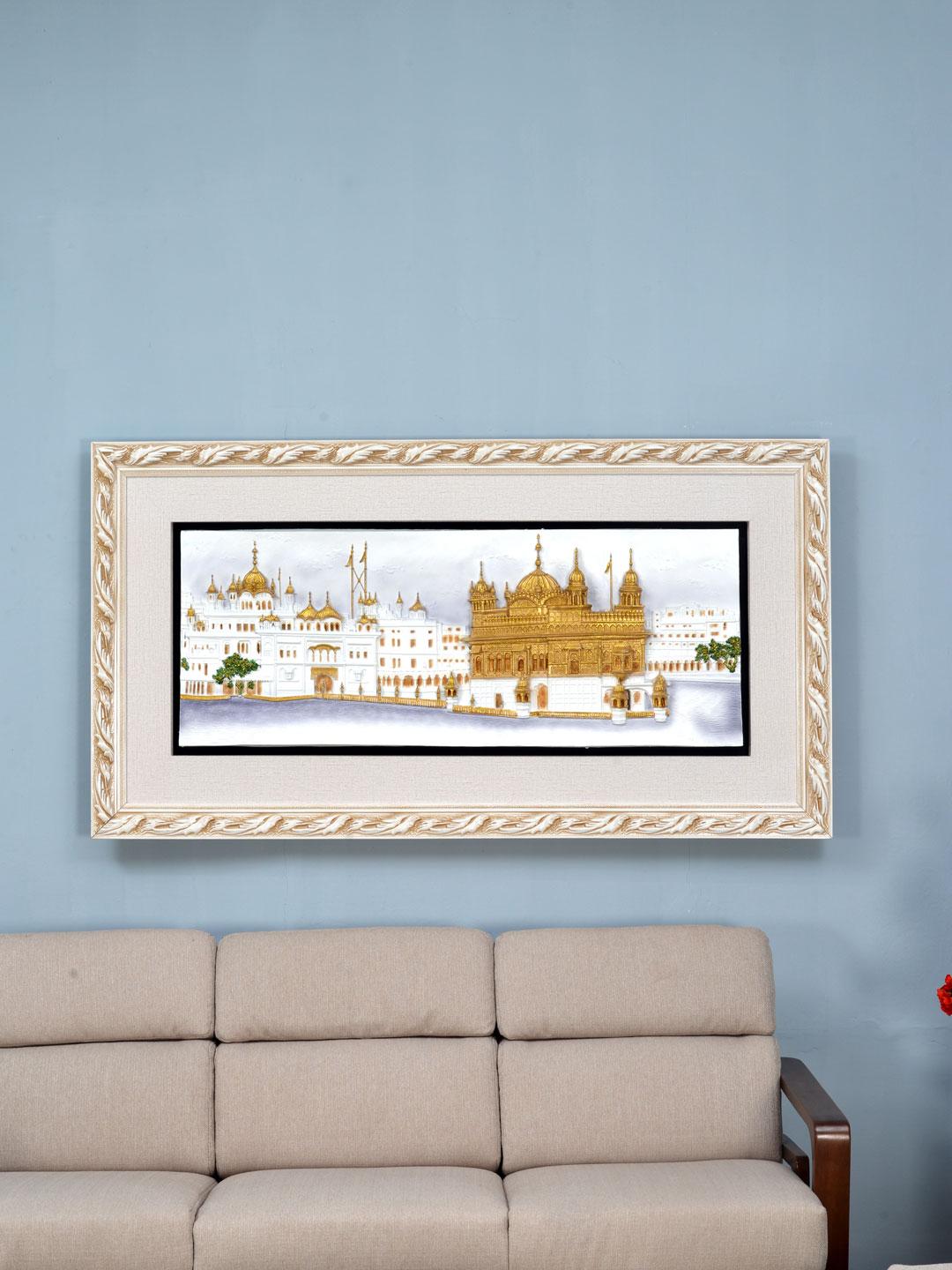 Buy Athome By Nilkamal White Golden Temple Wall Art - Wall Art for ...