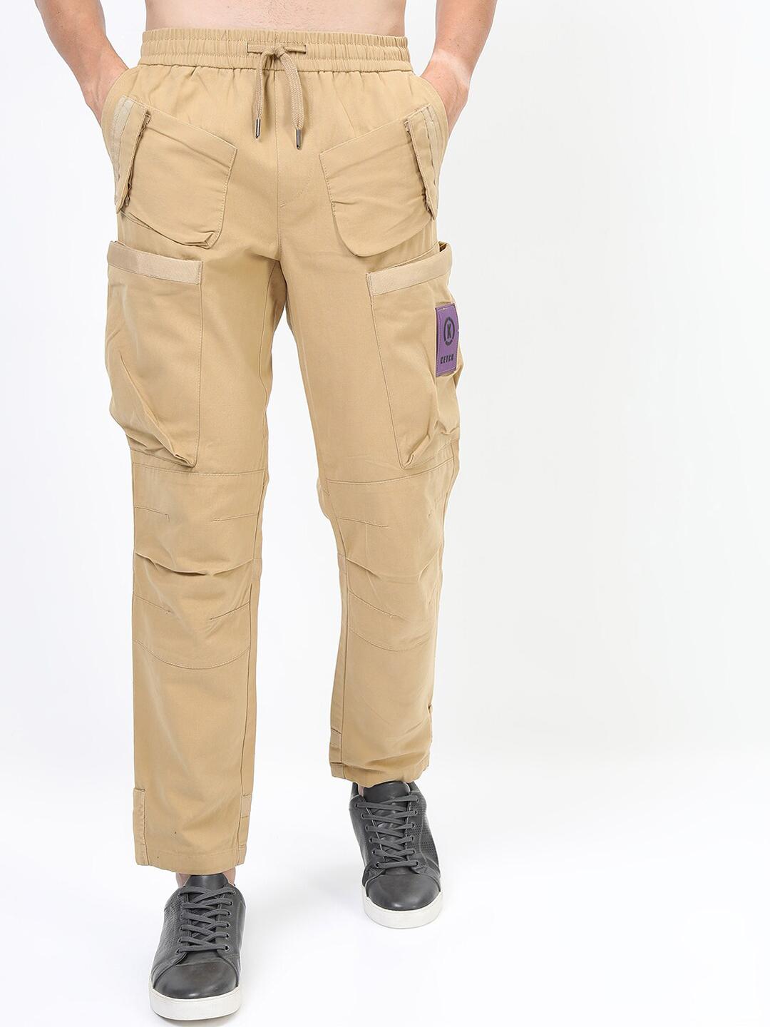 Buy KETCH Men Beige Regular Fit Solid Cargos Trousers - Trousers for ...