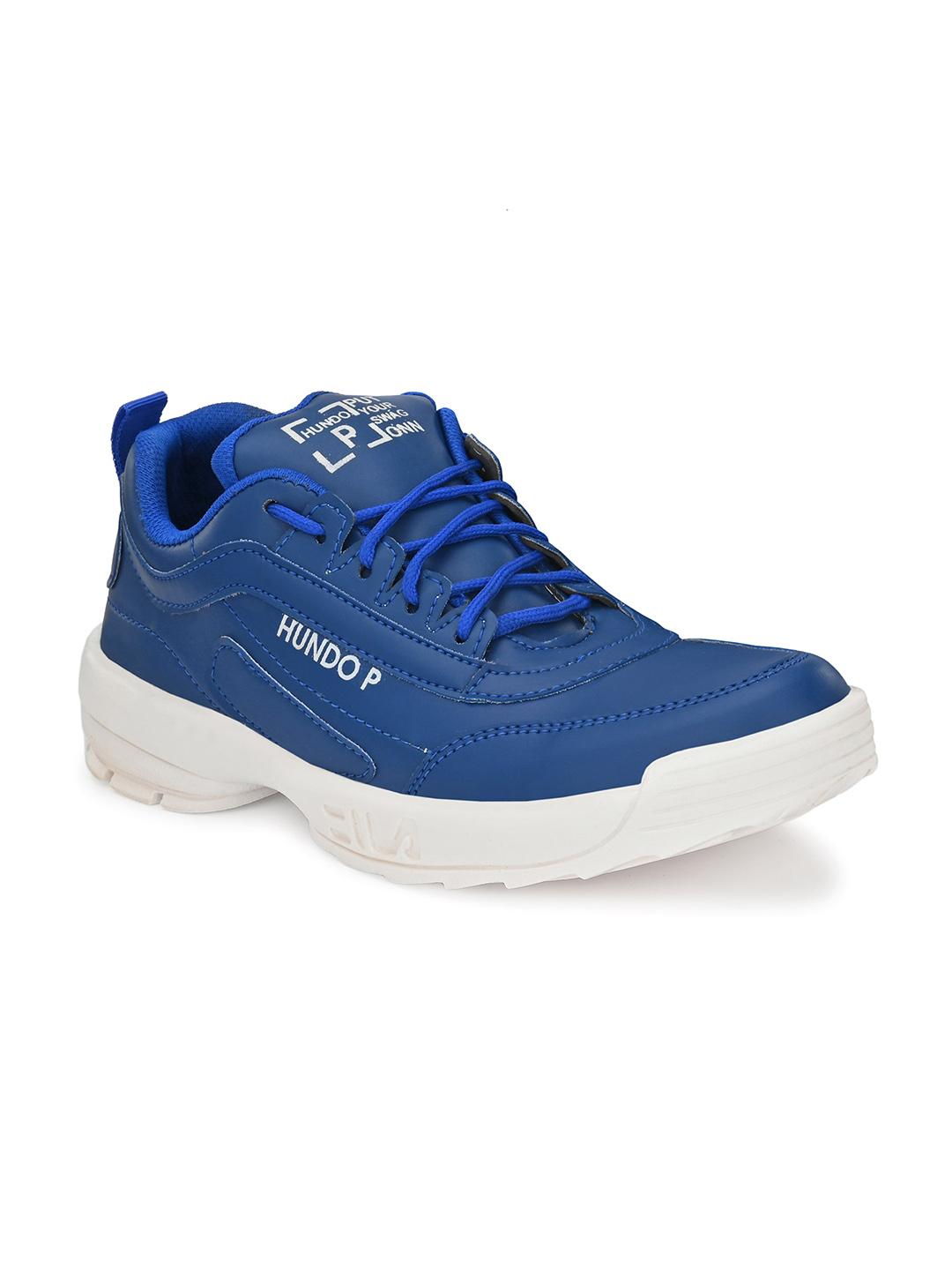Buy Hundo P Men Blue Woven Design Sneakers - Casual Shoes for Men ...