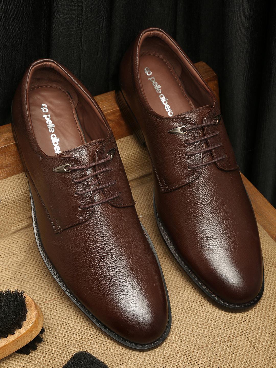 Buy Pelle Albero Men Brown Solid Leather Formal Derbys - Formal Shoes ...