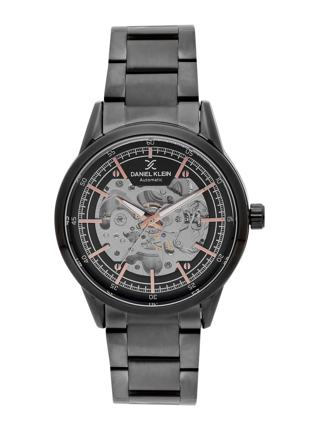 Buy Daniel Klein Men Steel Toned & Gunmetal Toned Skeleton Dial Watch ...