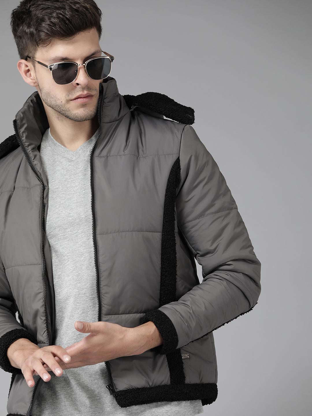 Buy Roadster Men Grey Solid Padded Jacket - Jackets for Men 18523626 ...