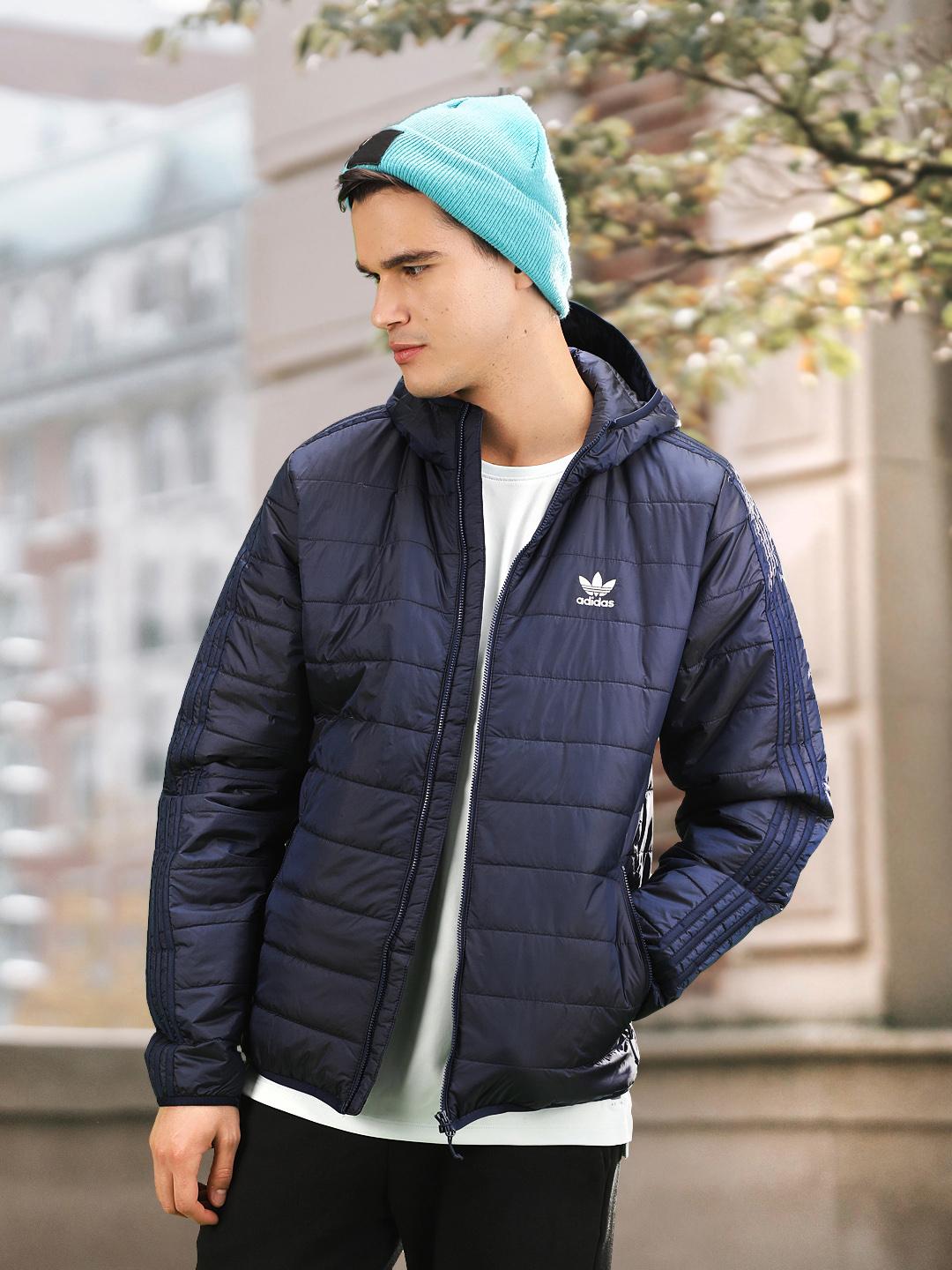 Buy ADIDAS Originals Men Blue Hooded Puffer Jacket - Jackets for Men ...