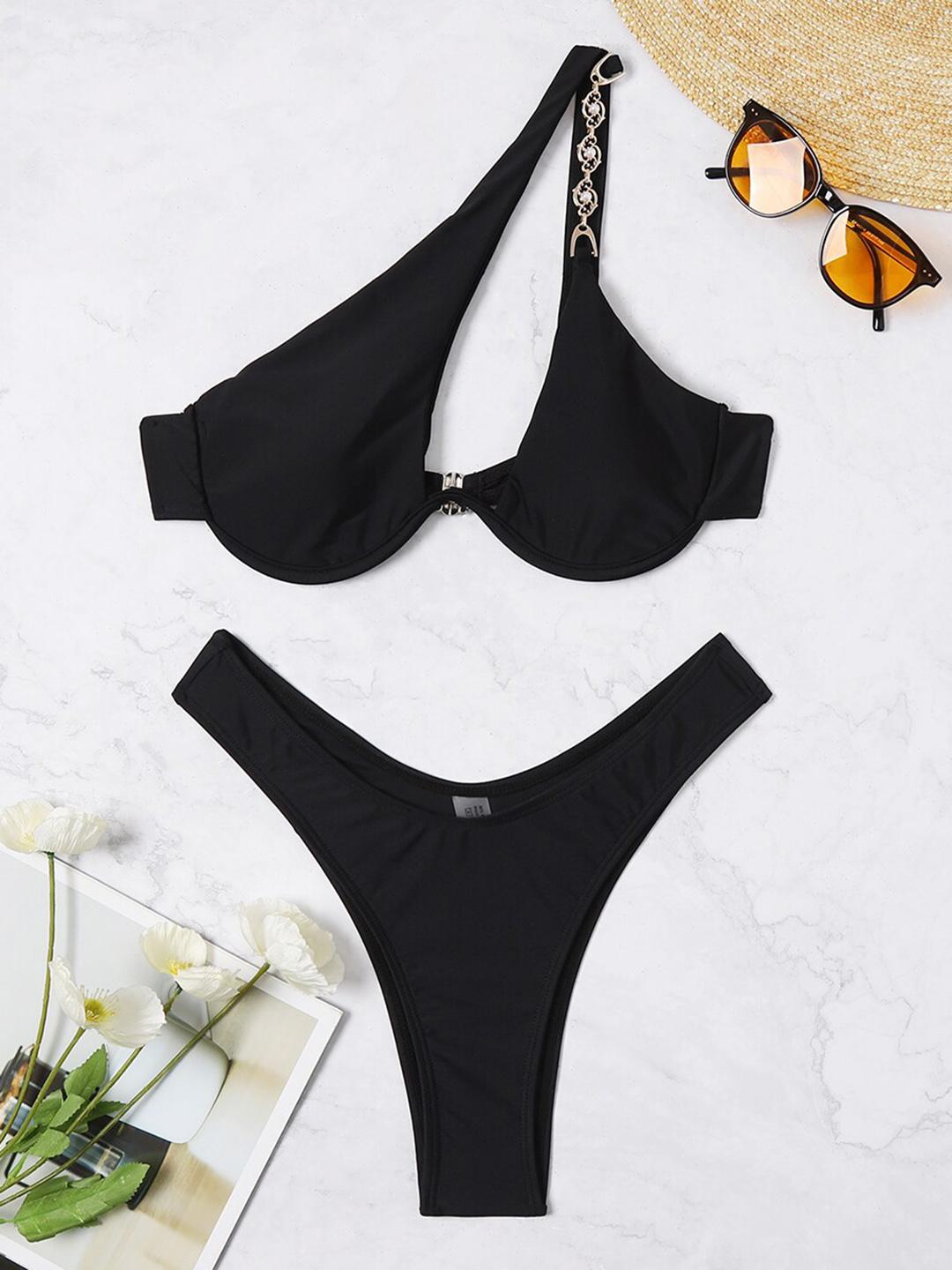 Buy URBANIC Black Solid Swim Bikini Set - Swimwear for Women 18543278 ...