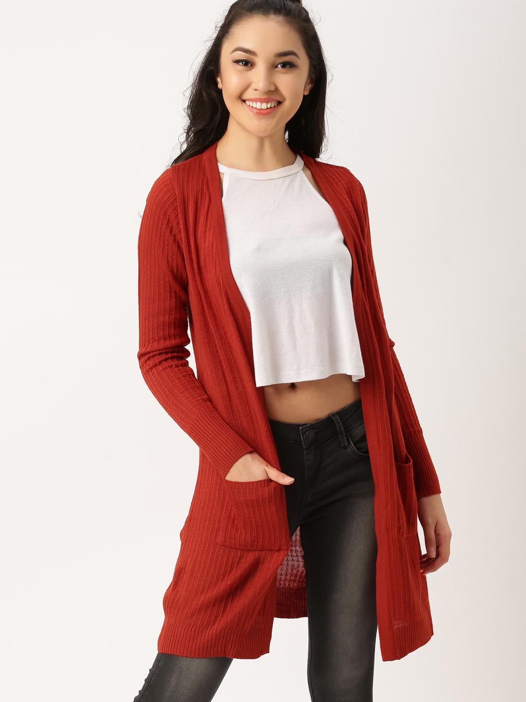Buy DressBerry Women Red Solid Front Open - Sweaters for Women 1858151 ...