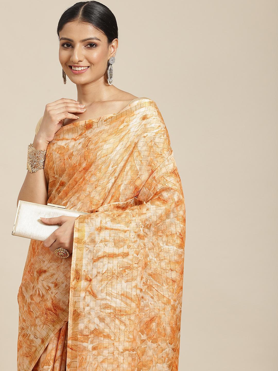 Buy Havida Sarees Orange Tie And Dye Cotton Silk Saree - Sarees for ...