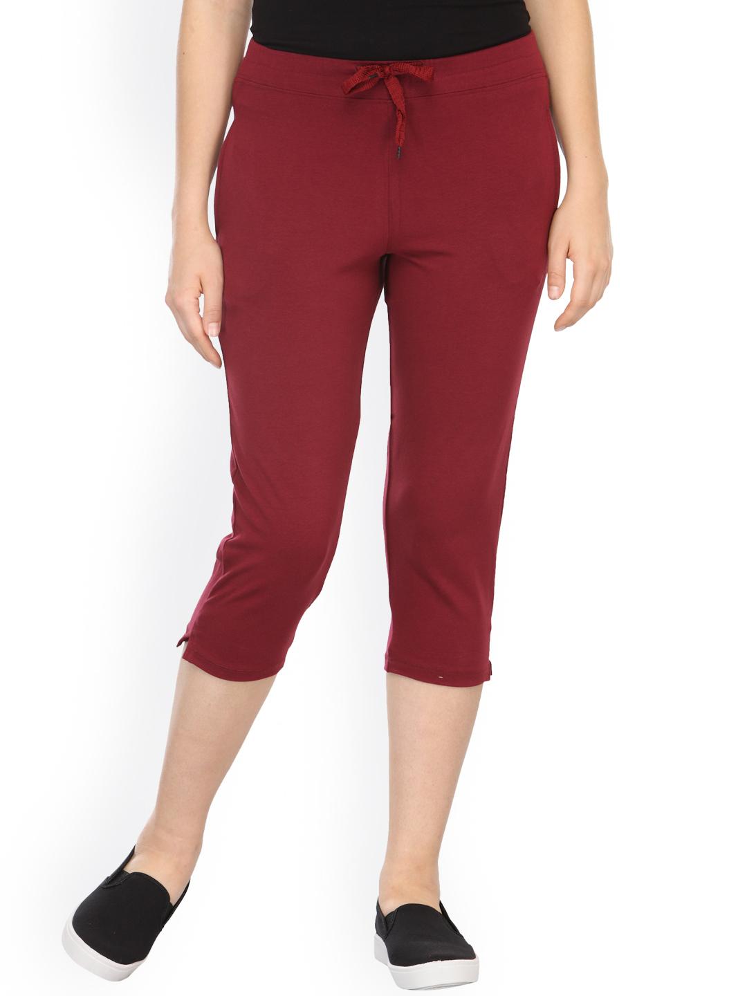 Buy Alba Women Maroon Solid Regular Fit Capris - Capris for Women ...