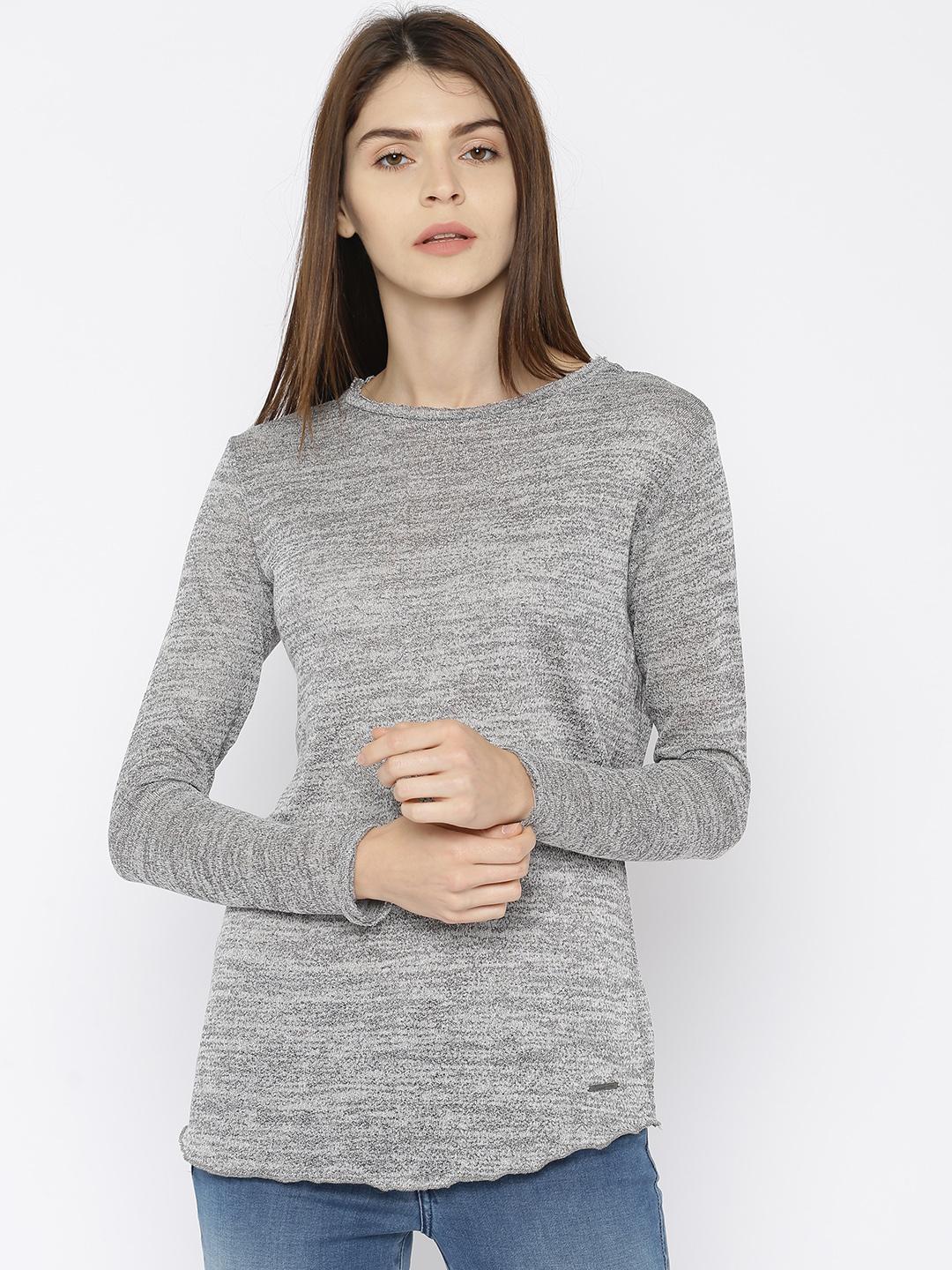Buy Roadster Women Grey Self Design Top - Tops for Women 1865182 | Myntra