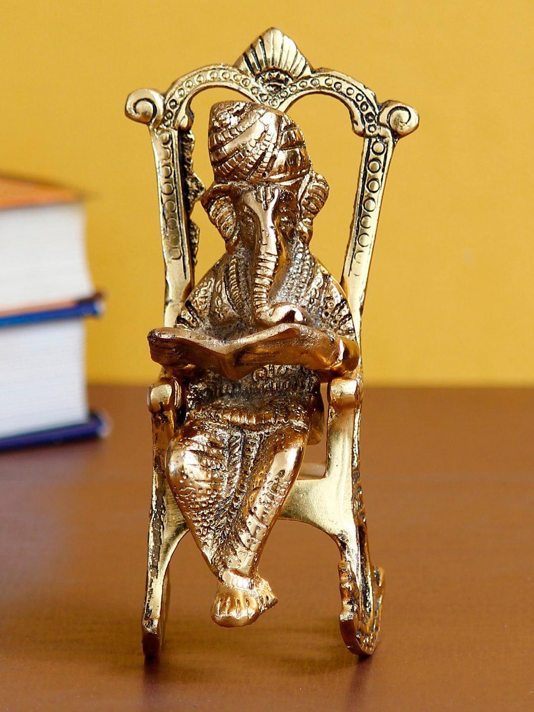 Buy ECraftIndia Lord Ganesha On Rocking Chair Gold Metal Metallic ...