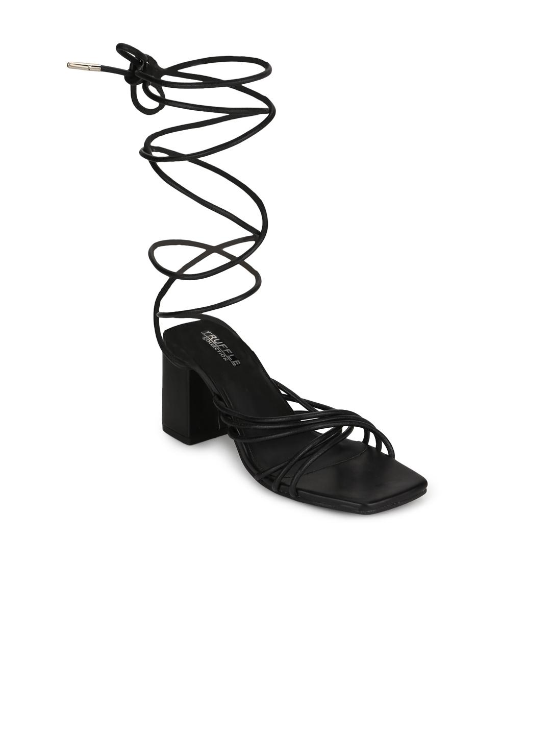 Buy Truffle Collection Black PU Block Heels - Heels for Women 18664270 ...