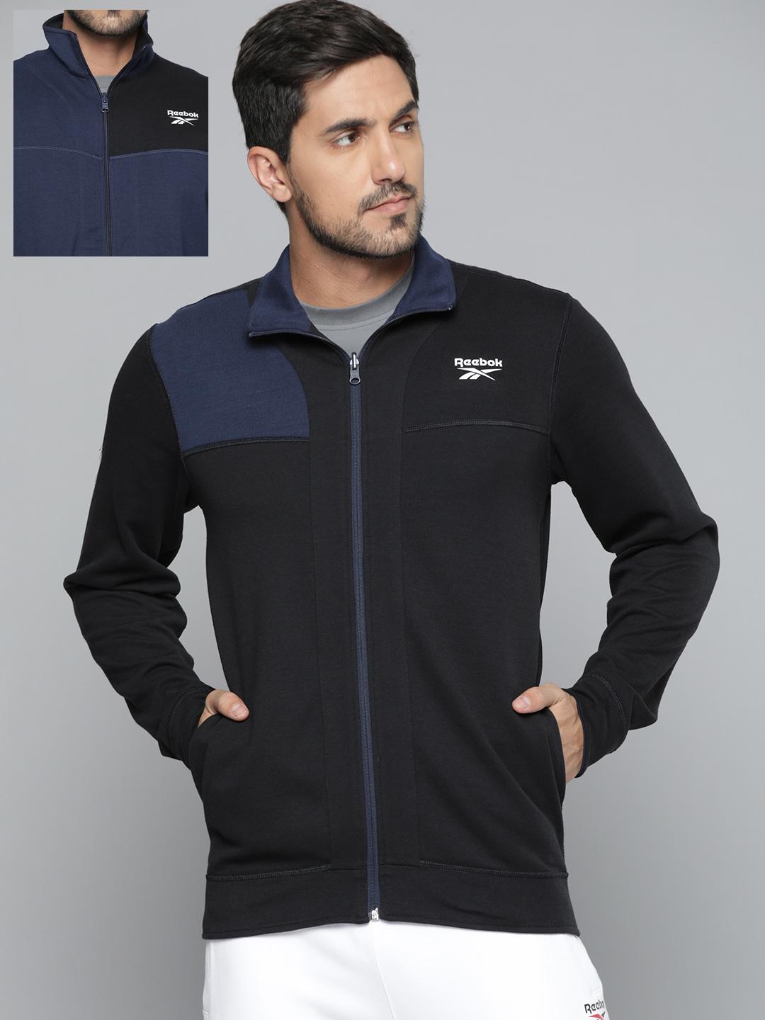 Buy Reebok Men Navy Blue Reversible Training Sporty Jacket - Jackets ...