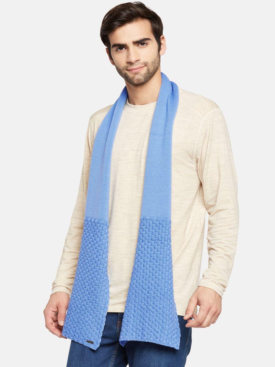 Buy Kosha Men Sky Blue Merino Wool Basket Knit Muffler - Mufflers for ...