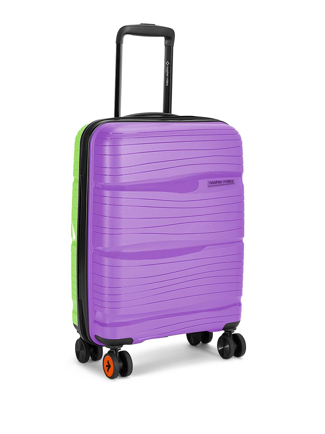 Buy Nasher Miles Purple & Green Textured Hard Sided Cabin Trolley Bag ...