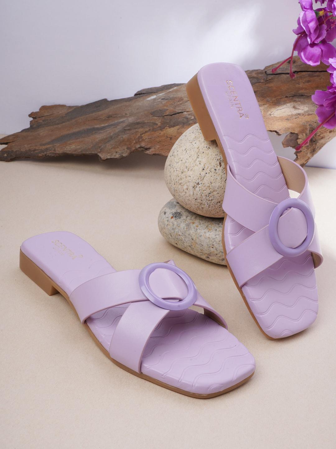 Buy SCENTRA Women Purple Open Toe Flats - Flats for Women 18696104 | Myntra