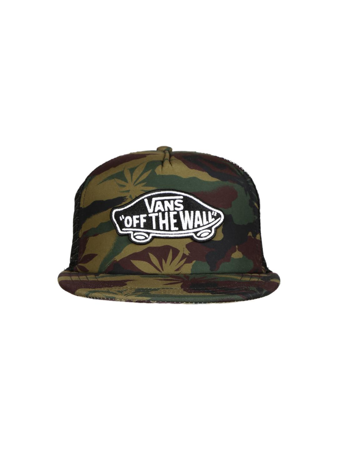 Buy Vans Men Black & Green Camouflage Print Classic Patch Trucker Cap ...