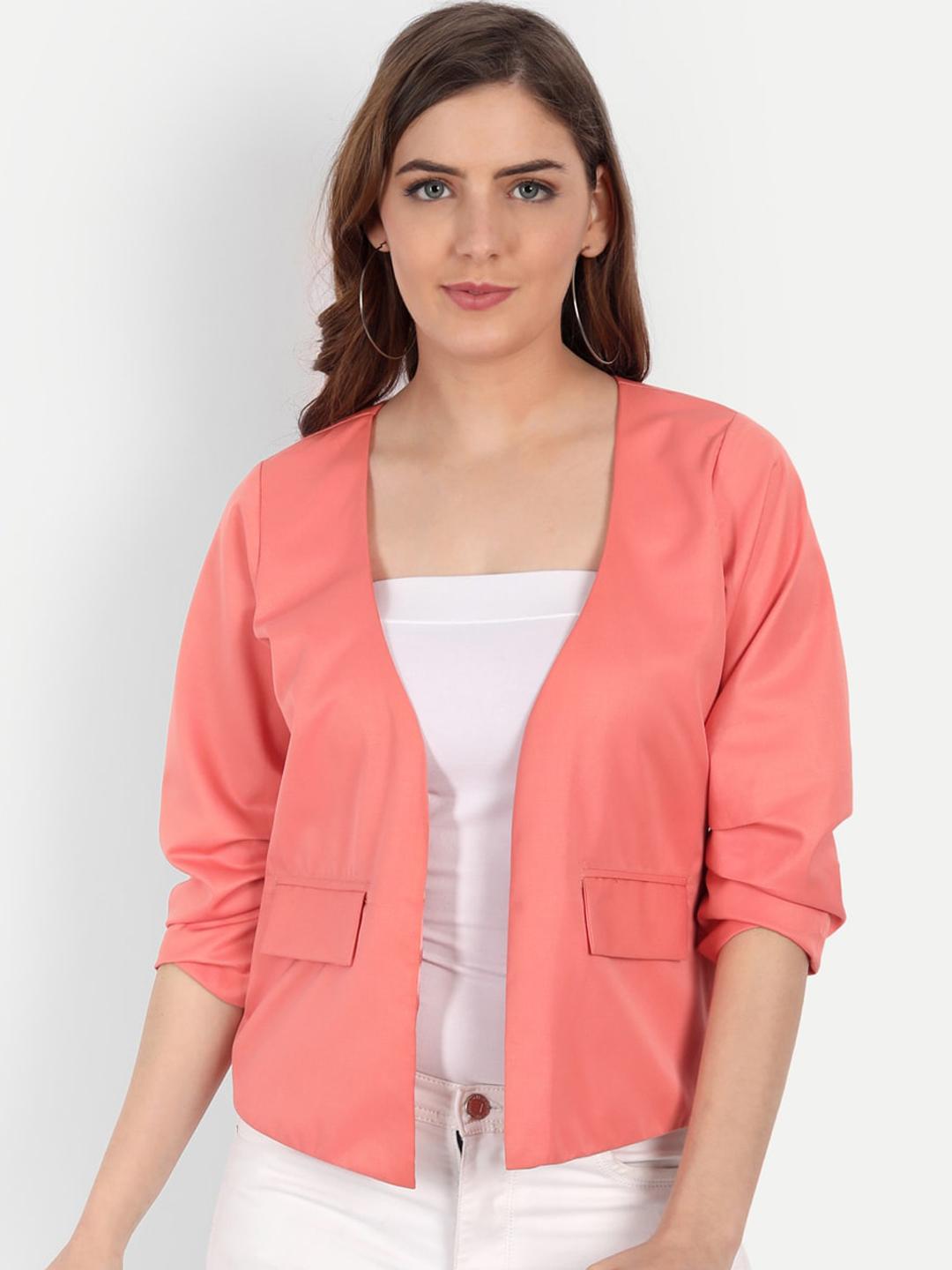 Buy KIROSHE BY KIRAN Women Pink Solid Single Breasted Comfort Fit ...