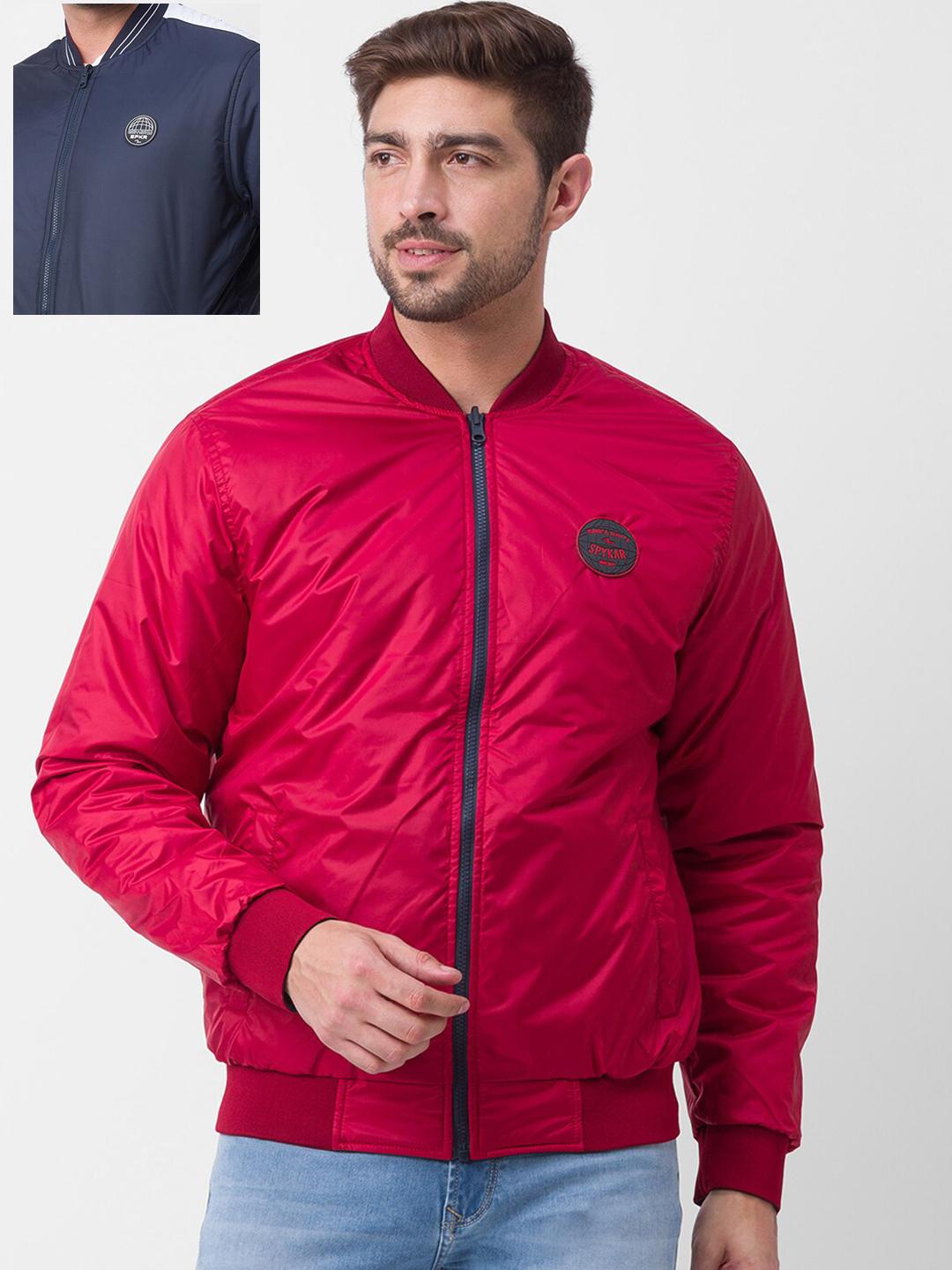 Buy SPYKAR Men Blue Colourblocked Reversible Bomber Jacket - Jackets ...